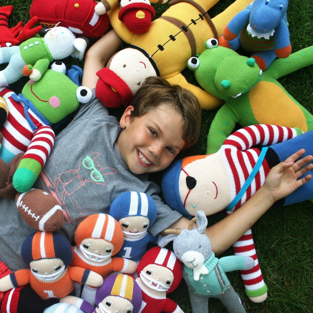 Football Player Knit Doll - Royal Blue & Red | Zubels Hand-Knit Dolls ...